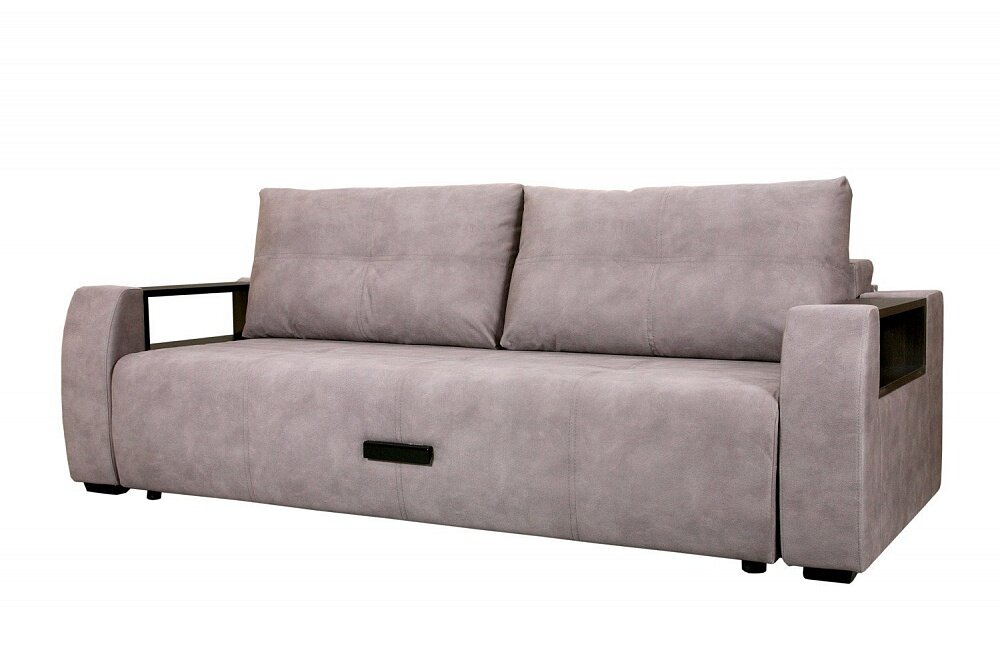 Прямой диван Санрайз серый, пантограф (тик-так), 240х109х98 см, с ящиком для белья
