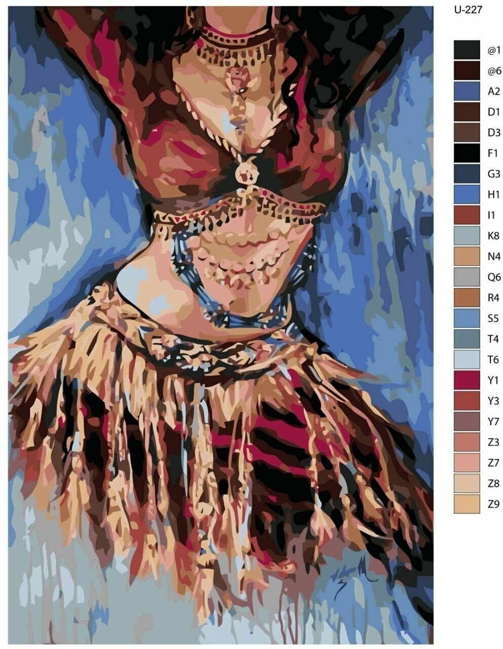 Картина по номерам U-227 "Танец живота. Тансовщица в восточном наряде" 50x70 см