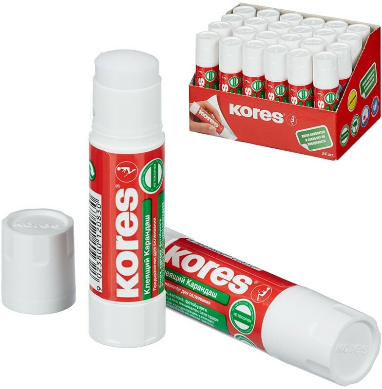 Клей-карандаш Kores, 08г, прозрачный, ПВП, 313201