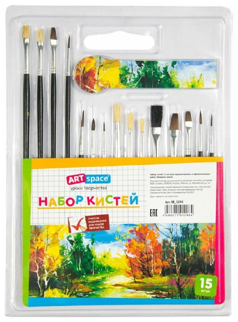 Набор художественных кистей 15 шт SВ_3298