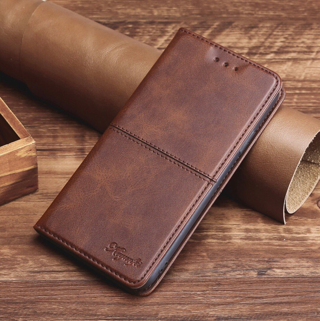 Чехол-книжка Чехол. ру Cuciture Eleganti для Xiaomi Redmi 7A из импортной эко-кожи прошитый элегантной прострочкой Ретро коричневый с магнитной крышкой