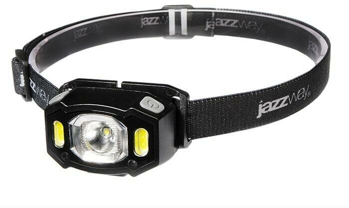 Фонарь налобный аккумуляторный Jazzway IP54, 5 режимов, управление жестами, черный