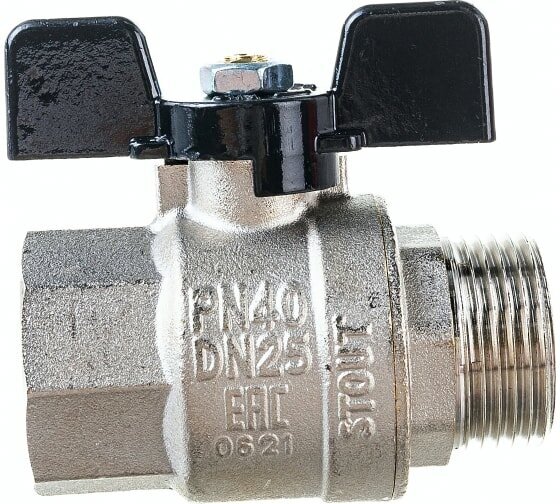Кран шаровый STOUT SVB-0004-000025 серебристый Ду 25 (1"), бабочка