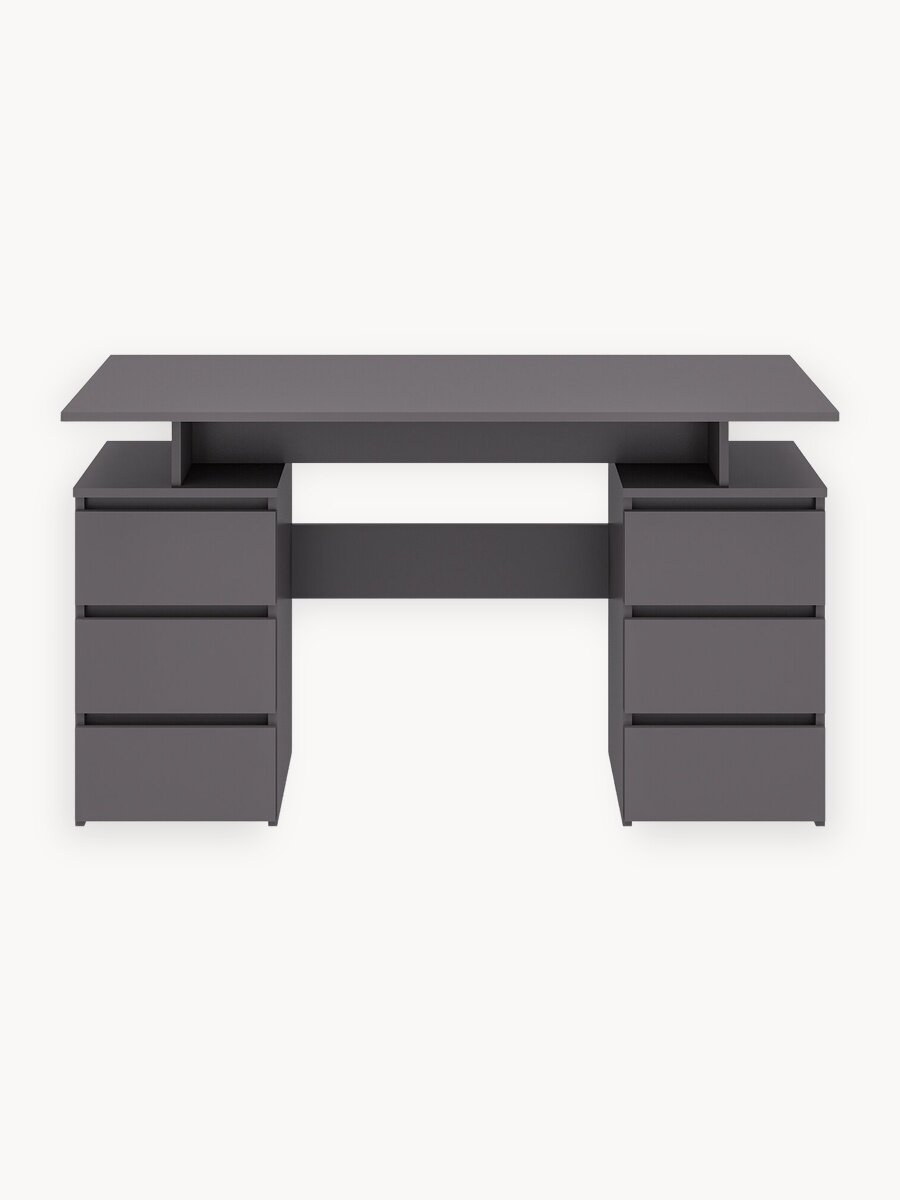 Компьютерный стол "МК Пирамида" СК-65, с 2-мя тумбами, 6 ящиков, цвет графит, 75х130х60 см
