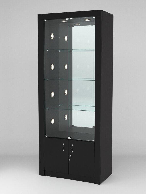 Витрина для бутылок "афродита" №3-6 (закрытая, задняя стенка - зеркало), Черный