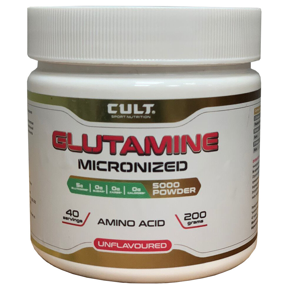 Л-Глютамин Cult L-Glutamine Powder 200 г, без вкуса, аминокислота