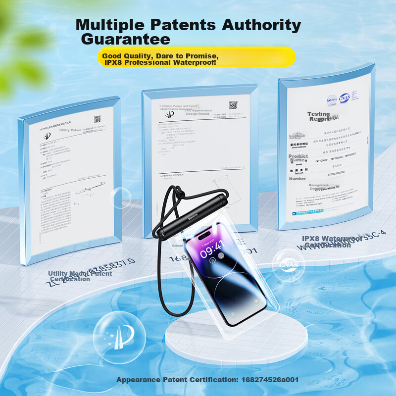 Baseus Waterproof Phone Case, Touchscreen Compatible, Waterproof Pouch for Swimming, Deep Water Photography, Phone Bag for Rafting And Diving, Large Size, Suitable for Food Delivery Riders, Compatible with Apple, Huawei, Honor, Xiaomi Phones