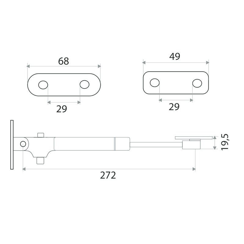 Газлифт 80N SILVER. с доводчиком. Газлифт имеет максимальную нагрузку 8 кг. — фото 1