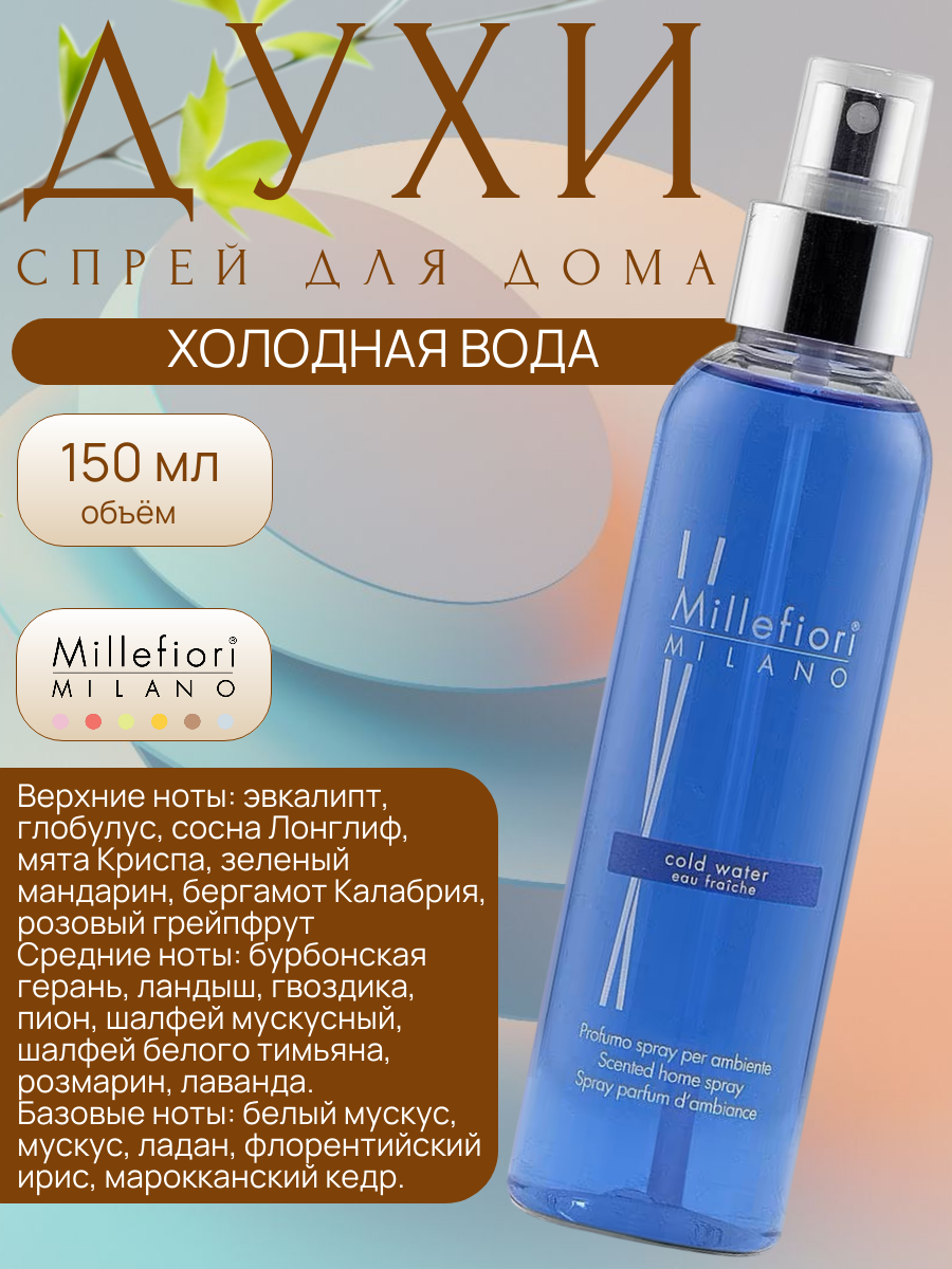 Millefiori Milano NATURAL / Духи-спрей для дома 150 мл Холодная вода / Cold Water