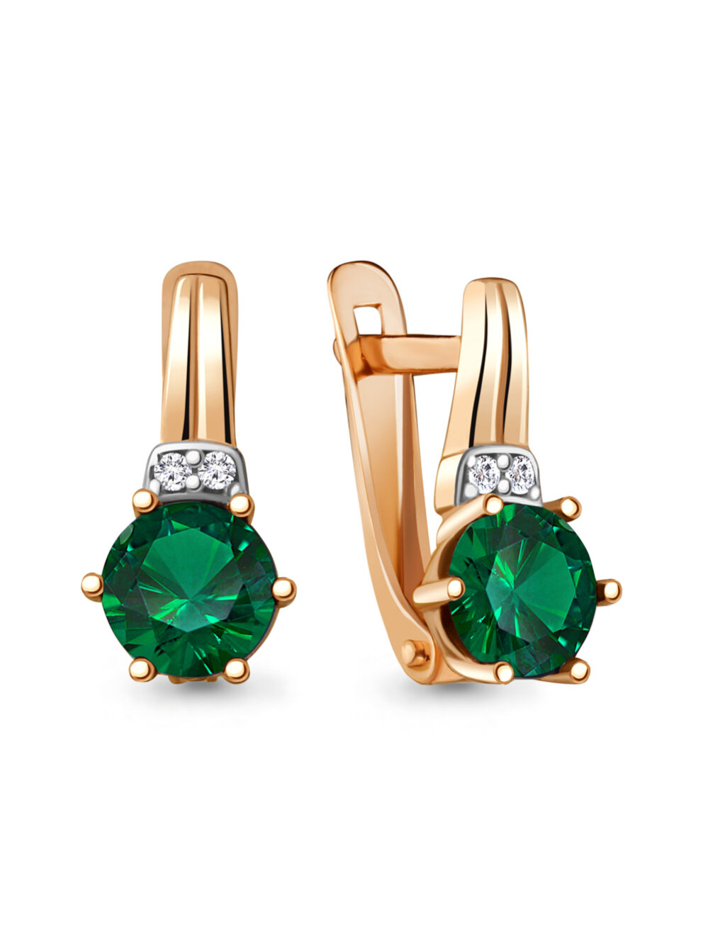 Серьги, серебро, 925 проба, фианит, изумруд синтетический