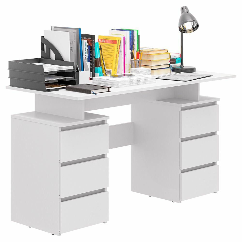 Стол письменныи с ящиками СК-65, Белый