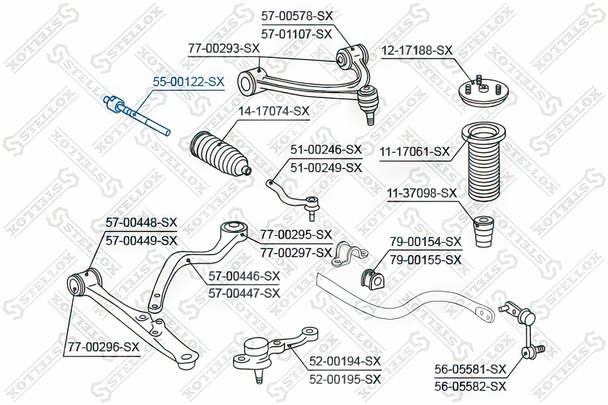 Тяга рулевая для Лексус GS, SC, Тойота Аристо, Краун 55-00122-SX STELLOX