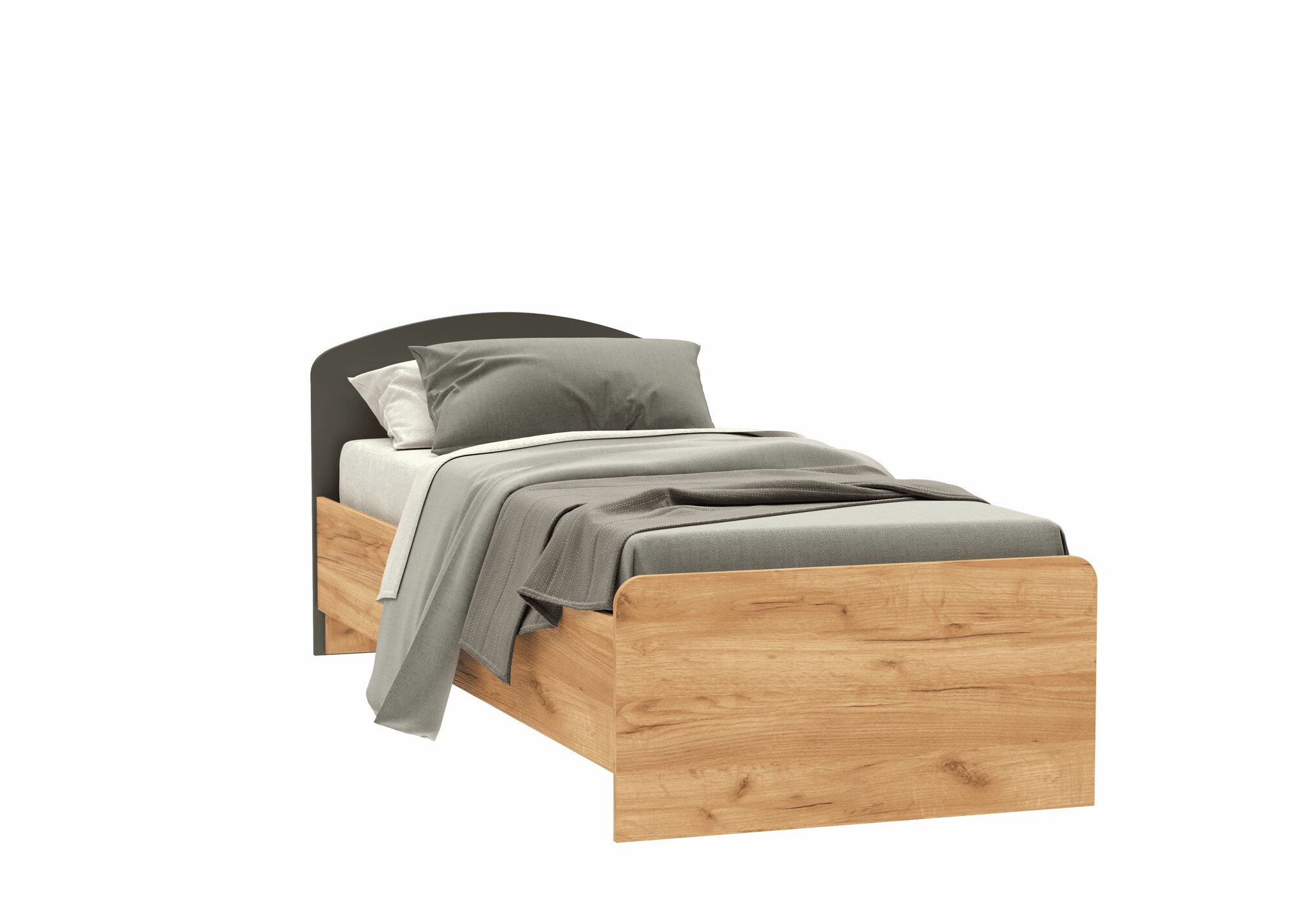 Мартина Кровать 0,9м (Графит, Дуб крафт) (Миф)