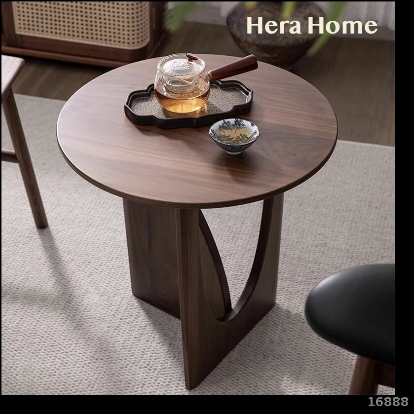 Современный эстетичный круглый журнальный столик из дуба, деревянный акцентный столик для гостиной, спальни и кухни