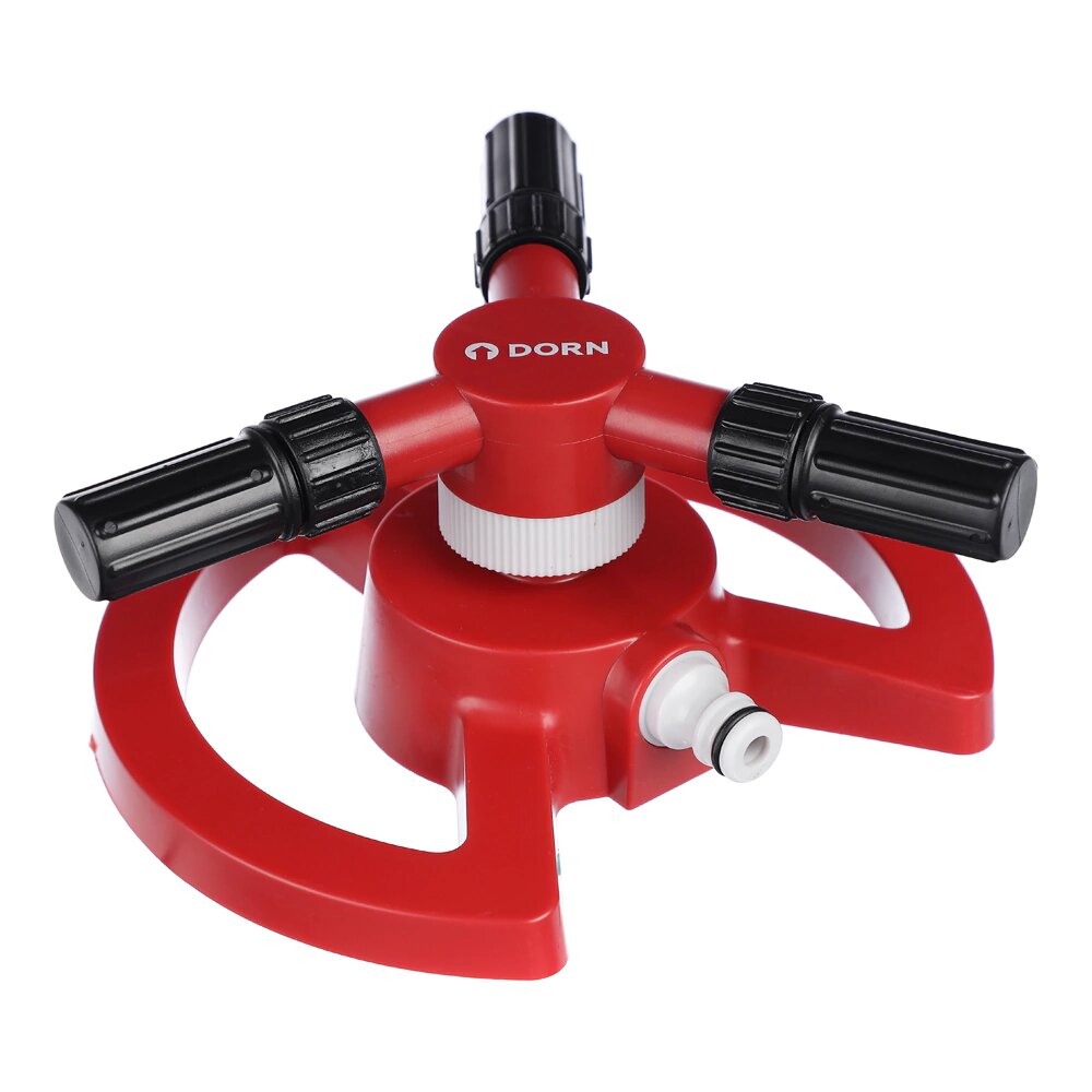 Дождеватель DORN TS1076, круговой, на подставке, 3 рожка, 15 сопел, площадь полива 100 м²