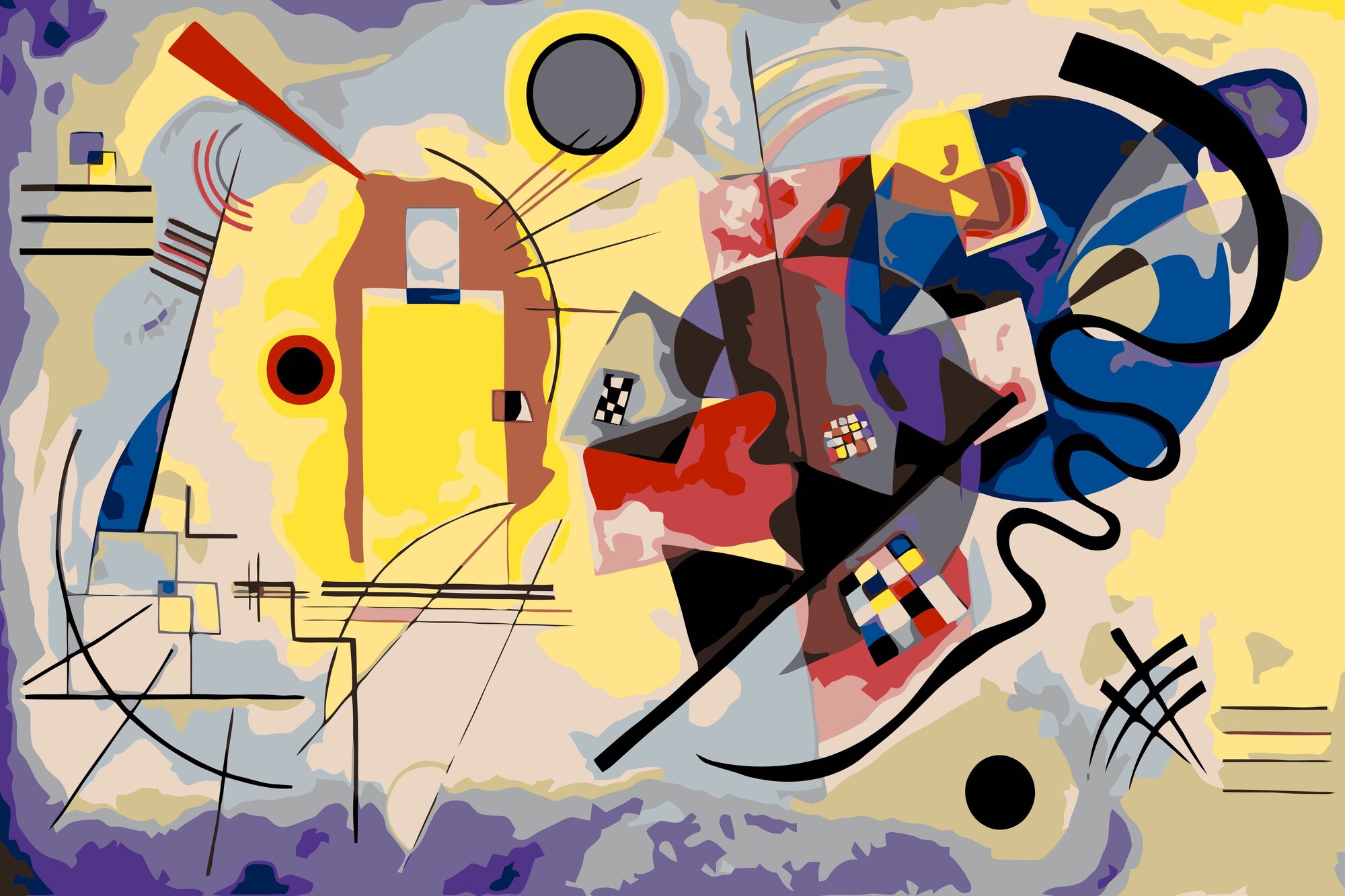 Картина по номерам Y-24 "Репродукция Василия Кандинского- Желтое Красное Синее " 40x60