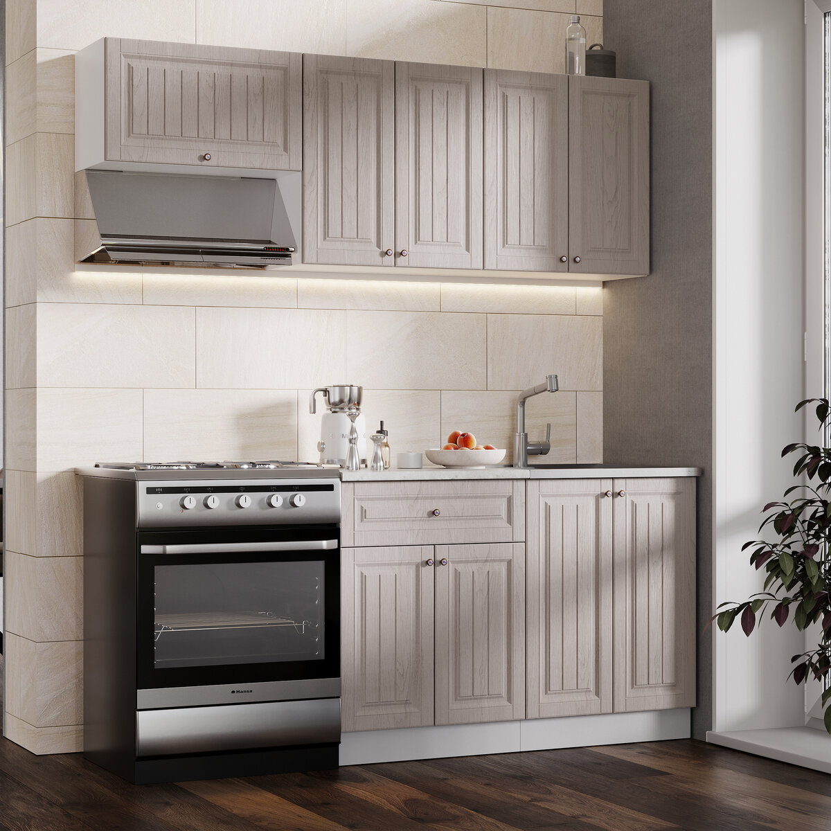 Кухонный гарнитур, кухня, готовый комплект Хозяюшка 1.2 м + ГАЗ600 Мускат