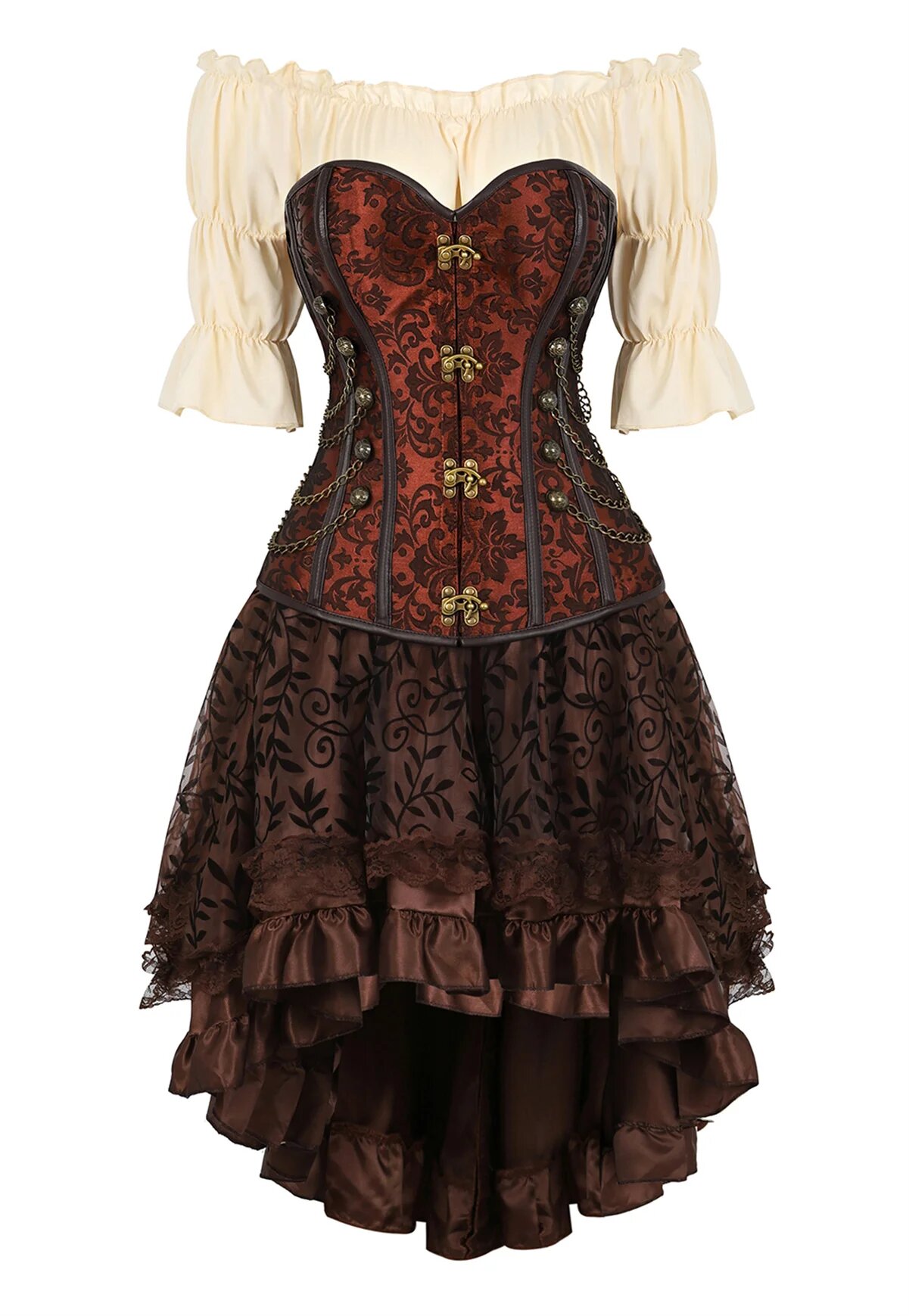 Женский стимпанк костюм пирата XXL, brown 7