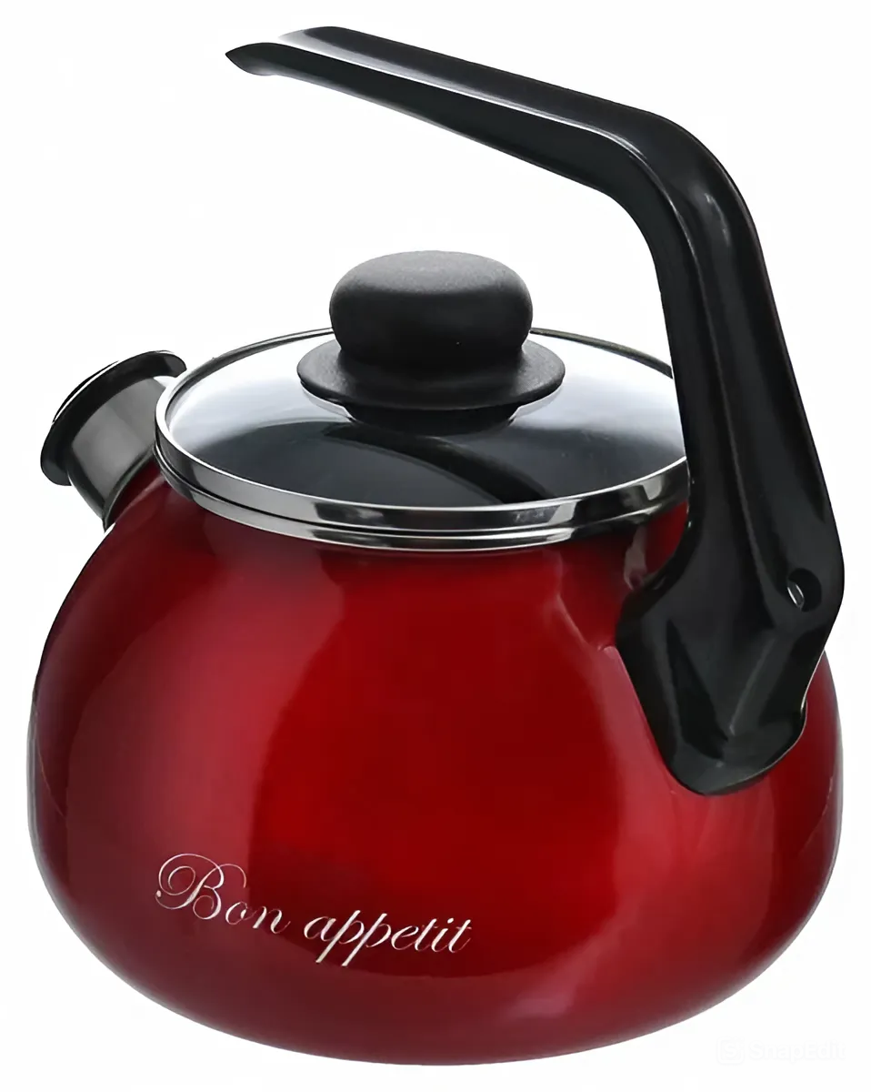Чайник эмалированный со свистком Vitross Bon appetit, 2 л, вишневый