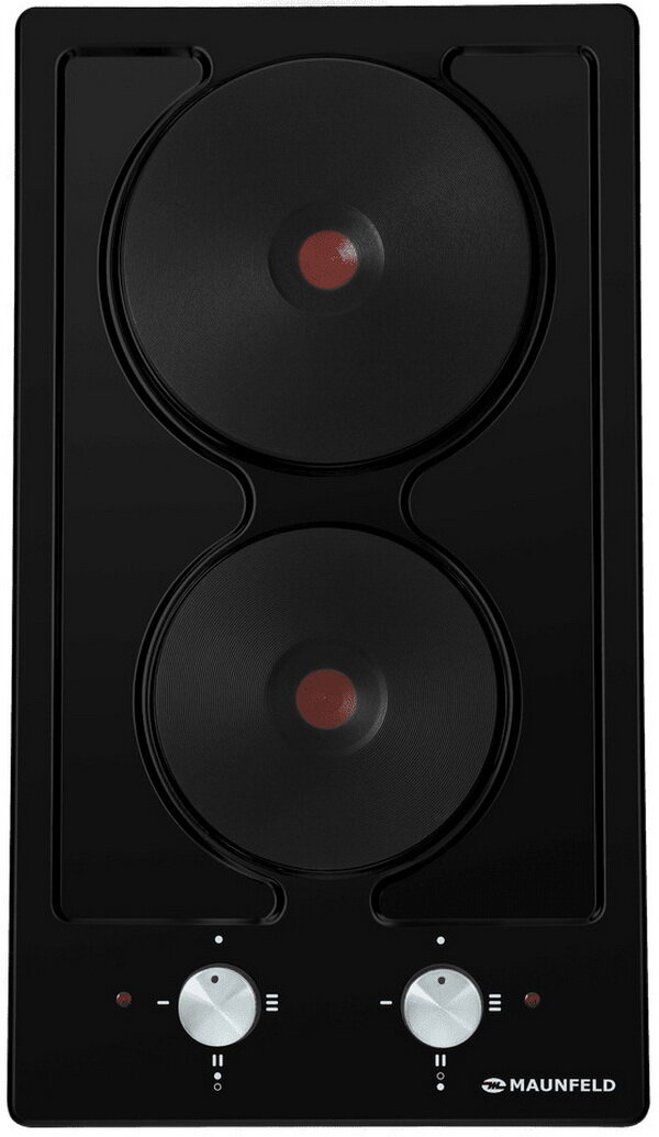 Электрическая варочная панель Maunfeld EEHE.32.4B 29 см, 2 конфорки эмаль, черный