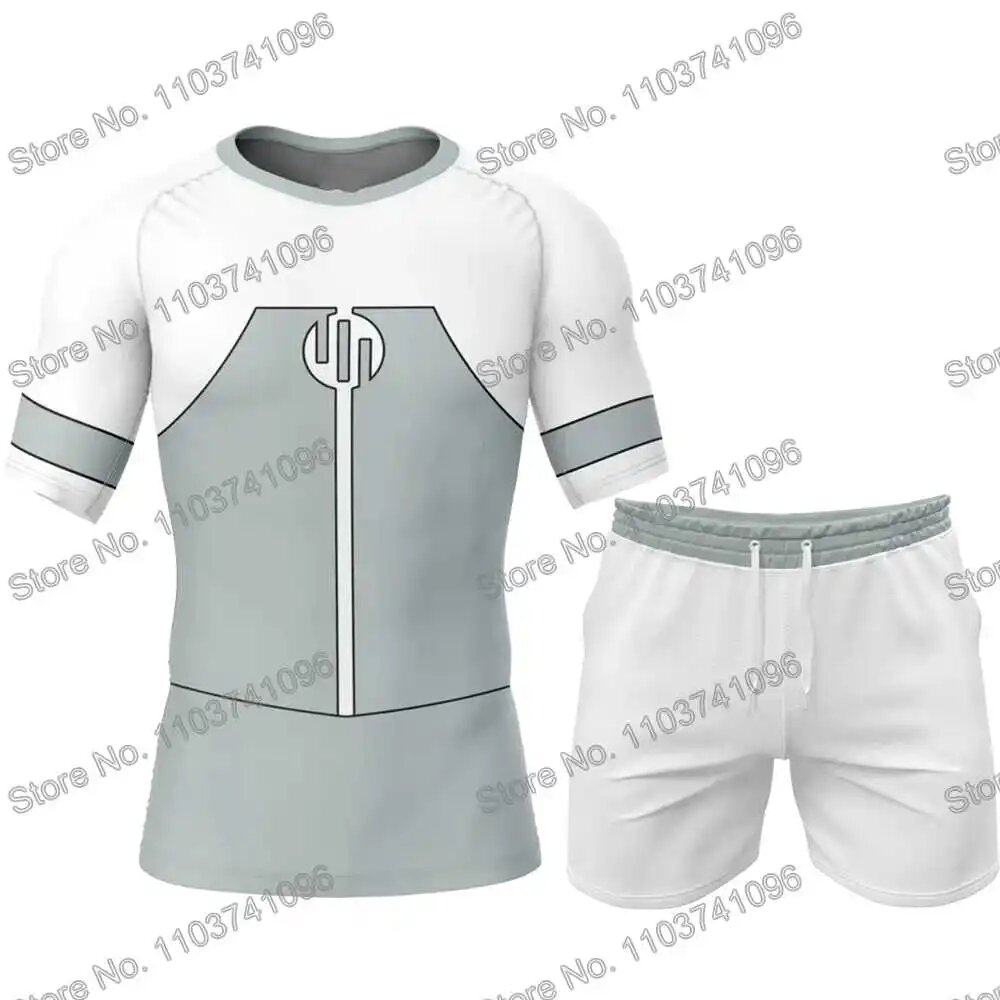 Мужской комплект для спорта: рашгард и шорты, белый, XL, Color: 17