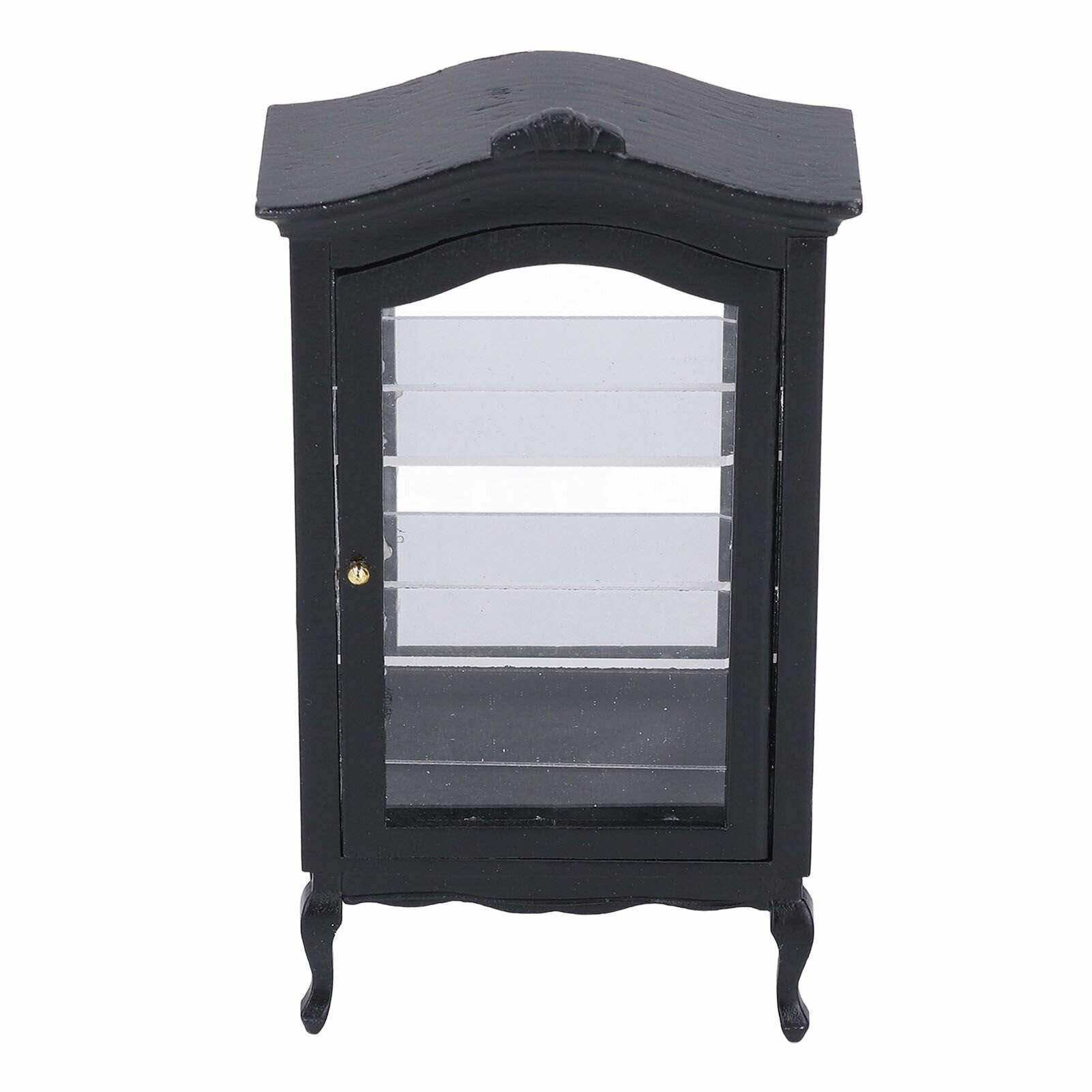 Миниатюрный шкаф для кукол 1:12, черный витрина с 3 полками из березовой фанеры, идеальный аксессуар для кукольного домика