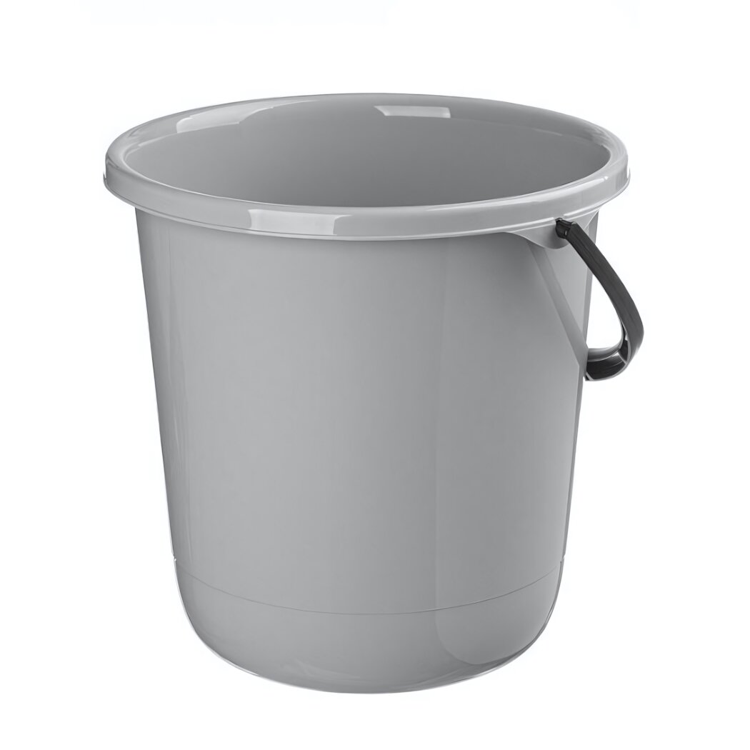 Ведро "Etna" круглое 10л, серый, прочный пластик, удобная ручка