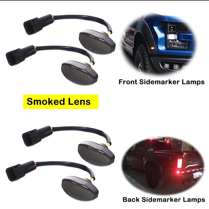 Светодиодные боковые габаритные огни Ford F-150 Raptor 2010-2014, Smoked Lens