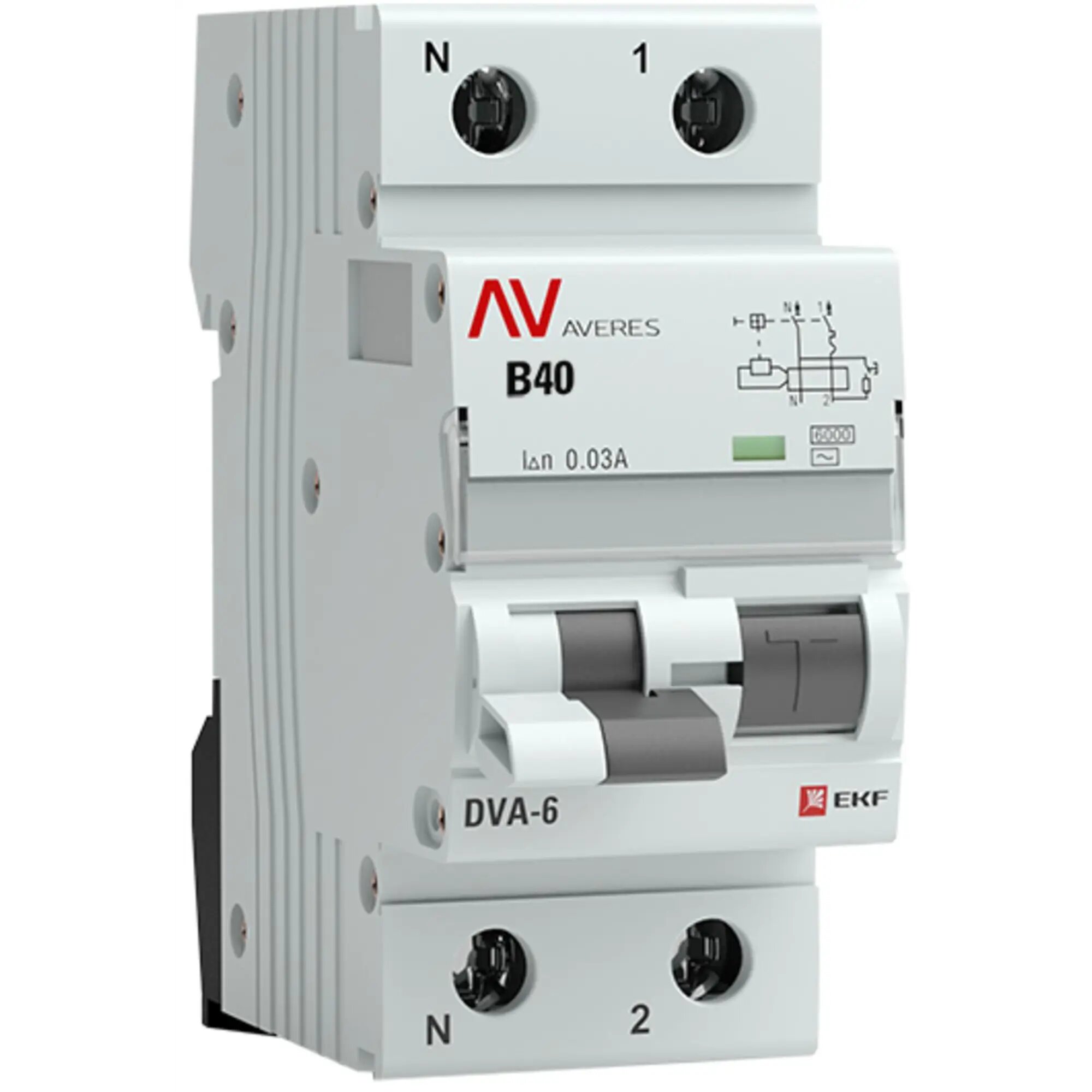 EKF Averes DVA-6 1P N C40A 30 мА 6 кА AC RCBO дифференциальный автомат для электросетей