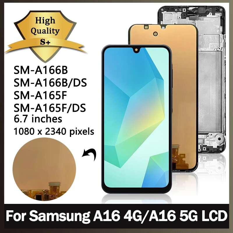 Дисплей Super AMOLED A16 для Samsung A16 4G A165F A165M, ЖК-дисплей, дигитайзер сенсорного экрана для Samsung A16 5G A166B A166E A16 4G With Frame
