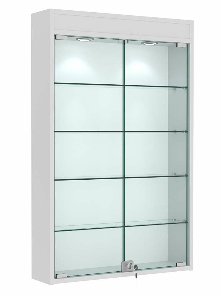 Витрина настенная №2-3А с четырьмя полками и подсветкой, Серый