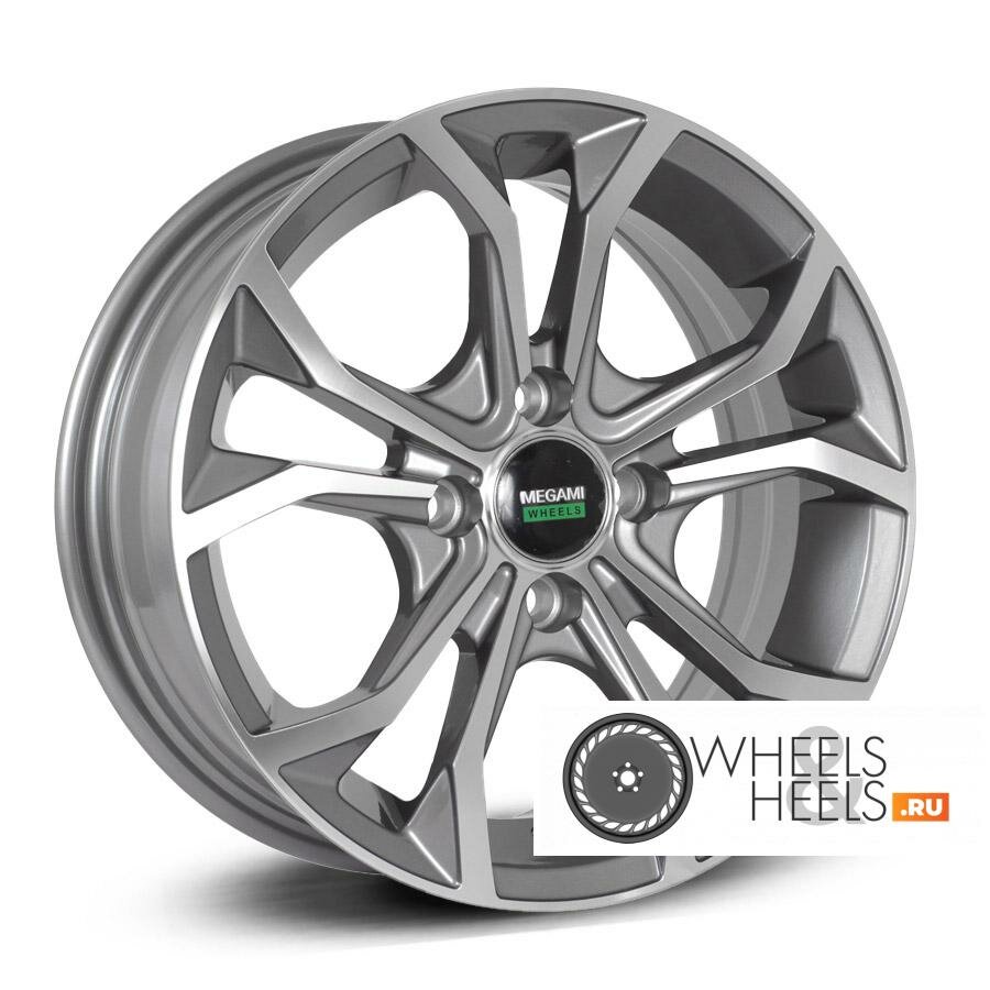 Диск автомобильный литой Megami MGM-33 15x6.5 4x100 et40 dia60.1 Антрацитовый с полированной лицевой поверхностью