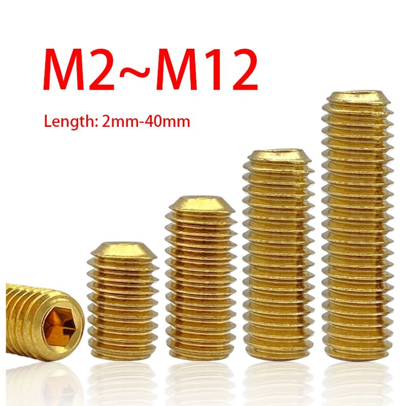 Латунные шестигранные винты DIN916 M2-M12 M3-20PCS, 2mm