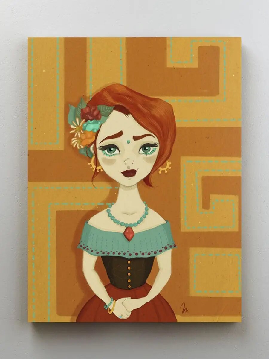 Интерьерная картина на холсте "Иллюстрация - Испанская девушка" размер 30x40 см