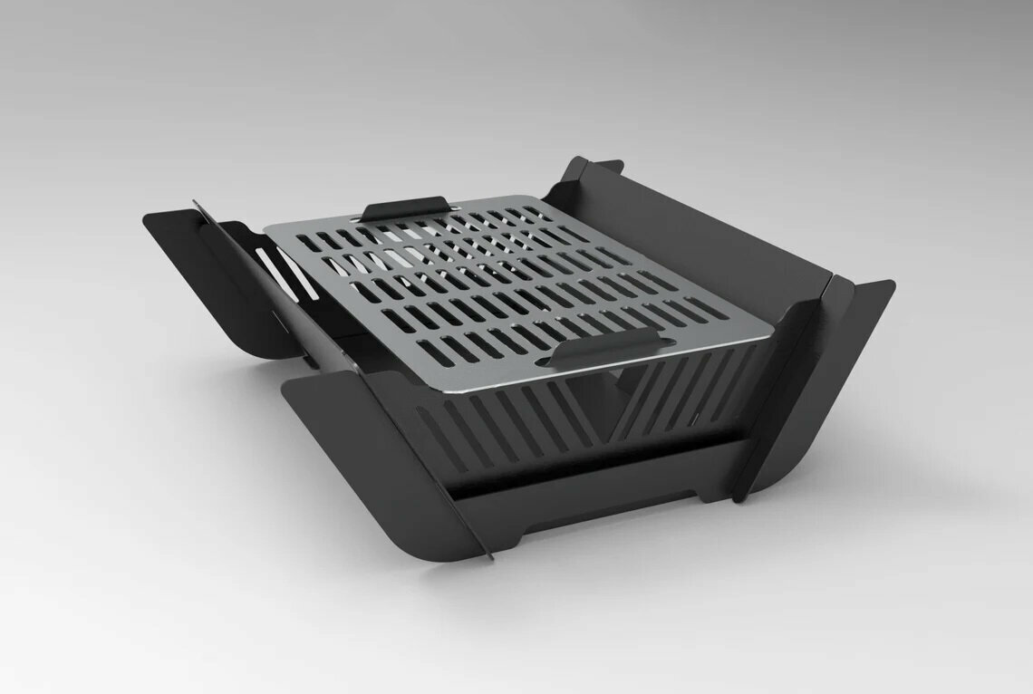 Очаг, чаша для костра, Костровая чаша, Жаровня для улицы разборная с решеткой BBQ - огнеупорная краска