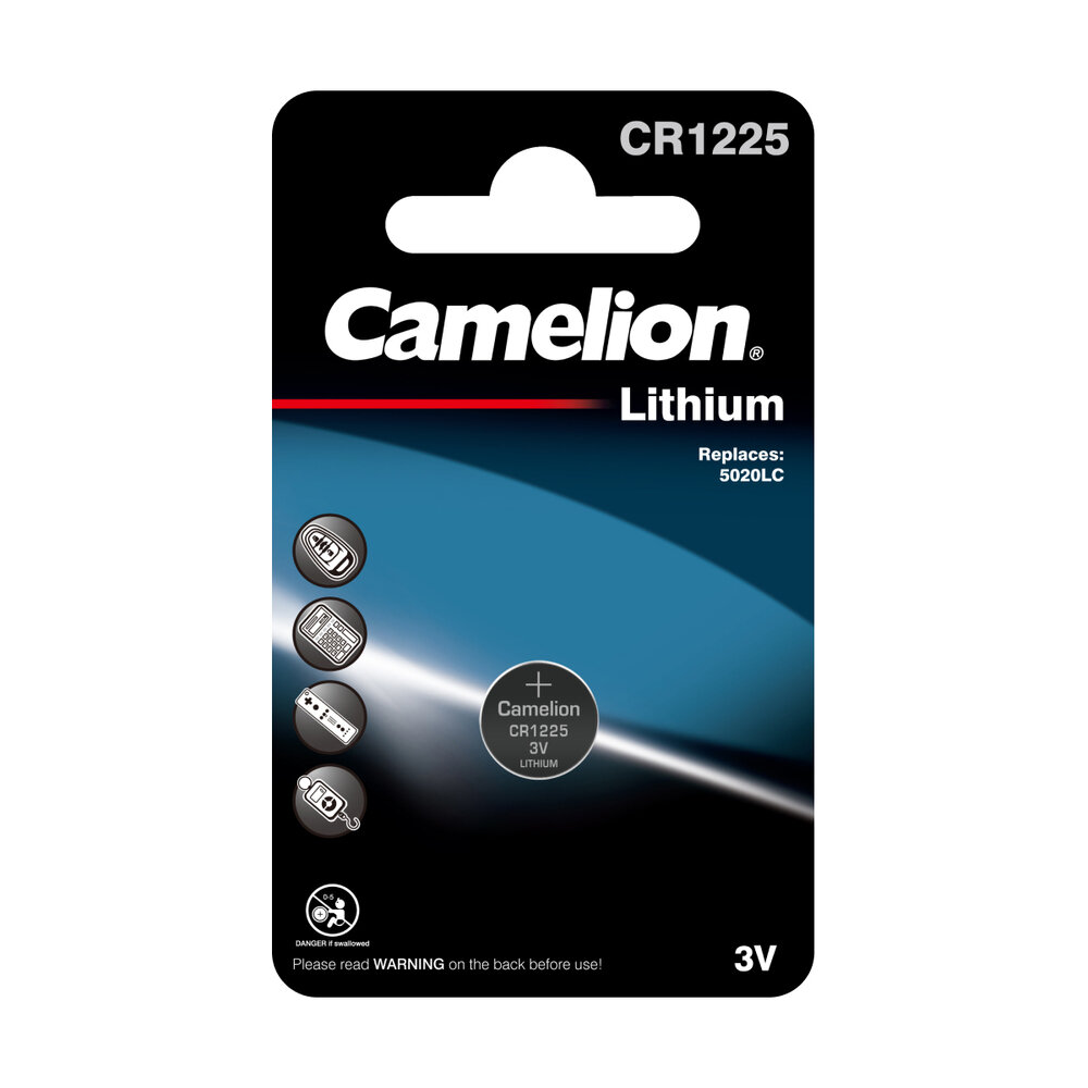 Батарейка Camelion BL-1 CR1225 Lithium, 3 В, 50 мА·ч, блистер