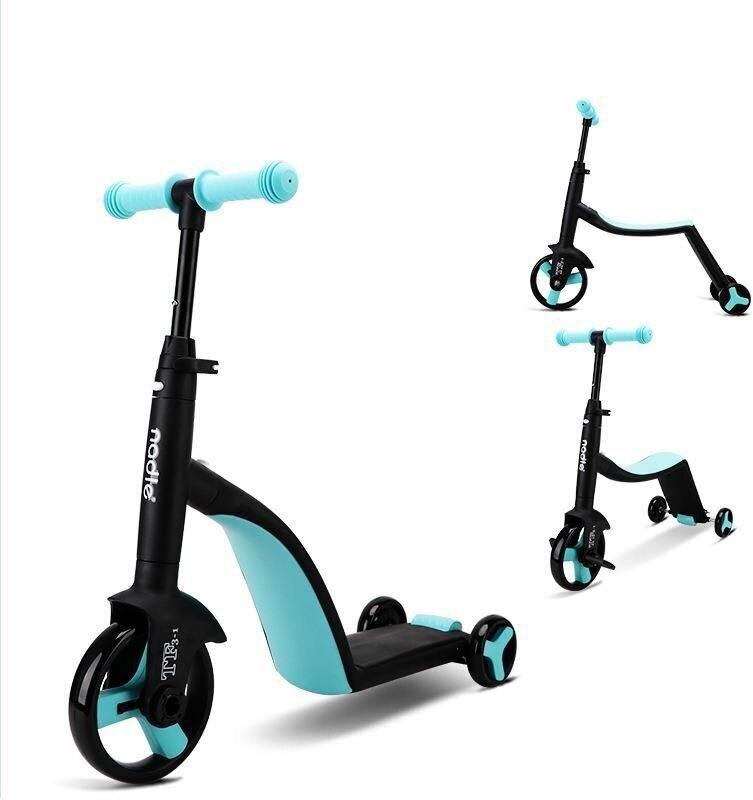 Детский универсальный 3х-колесный самокат-беговел Nadle TF3, синий