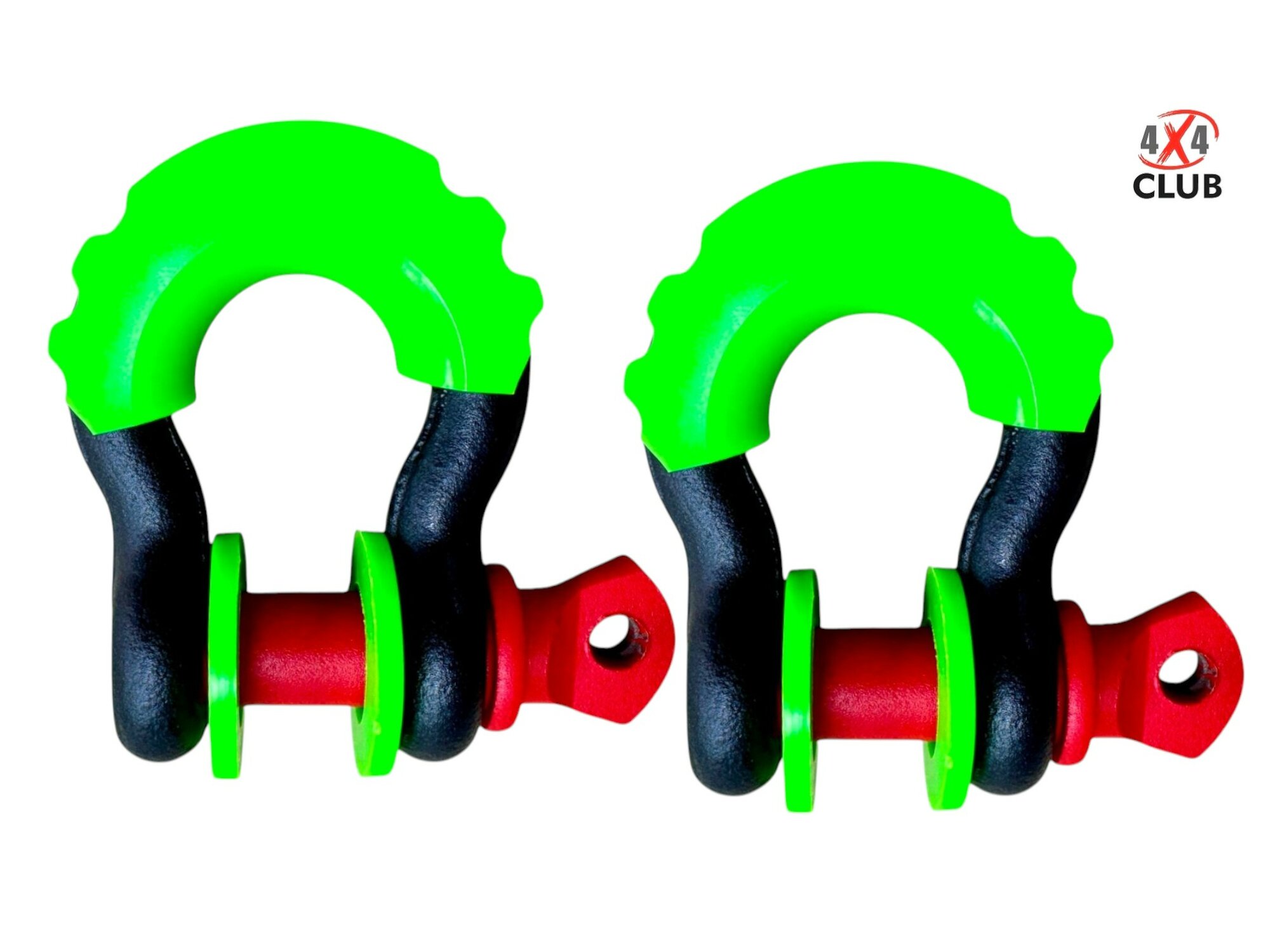 Шакл "4X4 CLUB" омегообразный с полиуретановыми вставками, 3,25/13 т, зеленый. Комплект 2 шт
