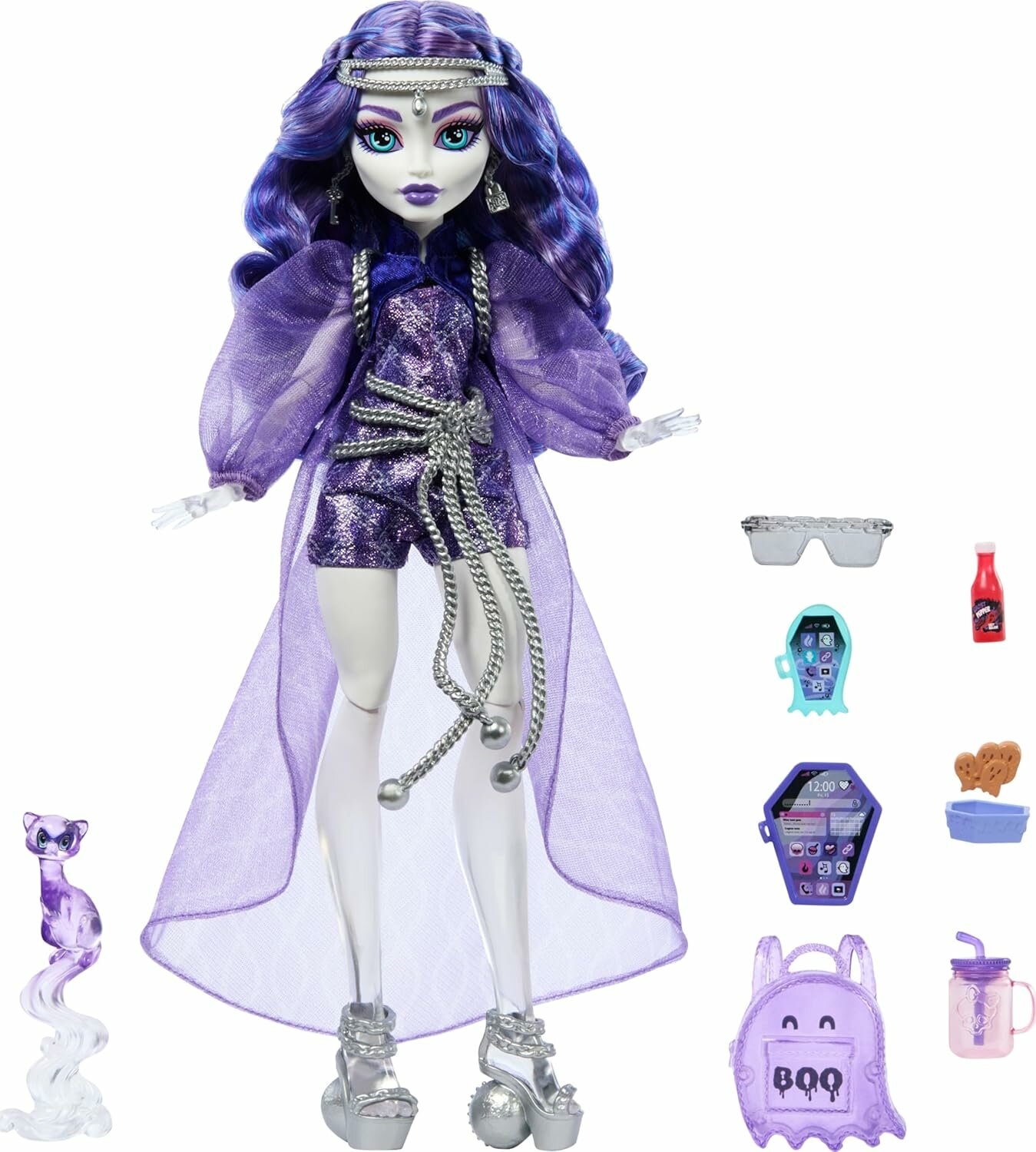 Кукла Monster High Spectra Vondergeist Монстр Хай Спектра Вондергейст с питомцем HXH77