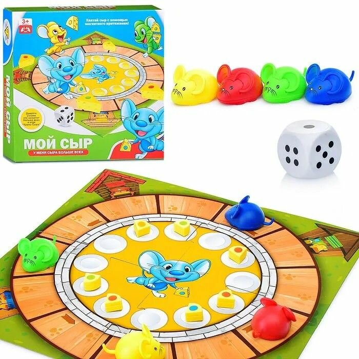 Настольная игра для детей "Чей сыр?" логическая развивающая ходилка с кубиком