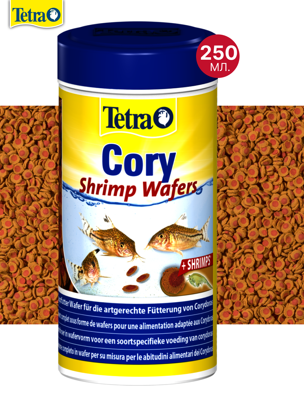 Корм Tetra Cory Shrimp Wafers для донных рыб 250мл, двухцветный, без загрязнения воды