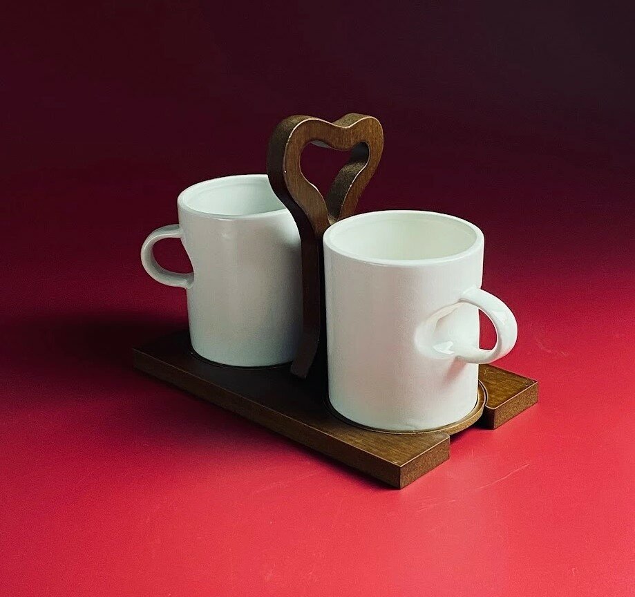 Набор из 2 кружек 300мл с блюдцами на подставке TROPICAL Фарфор 235-079 118-235-079