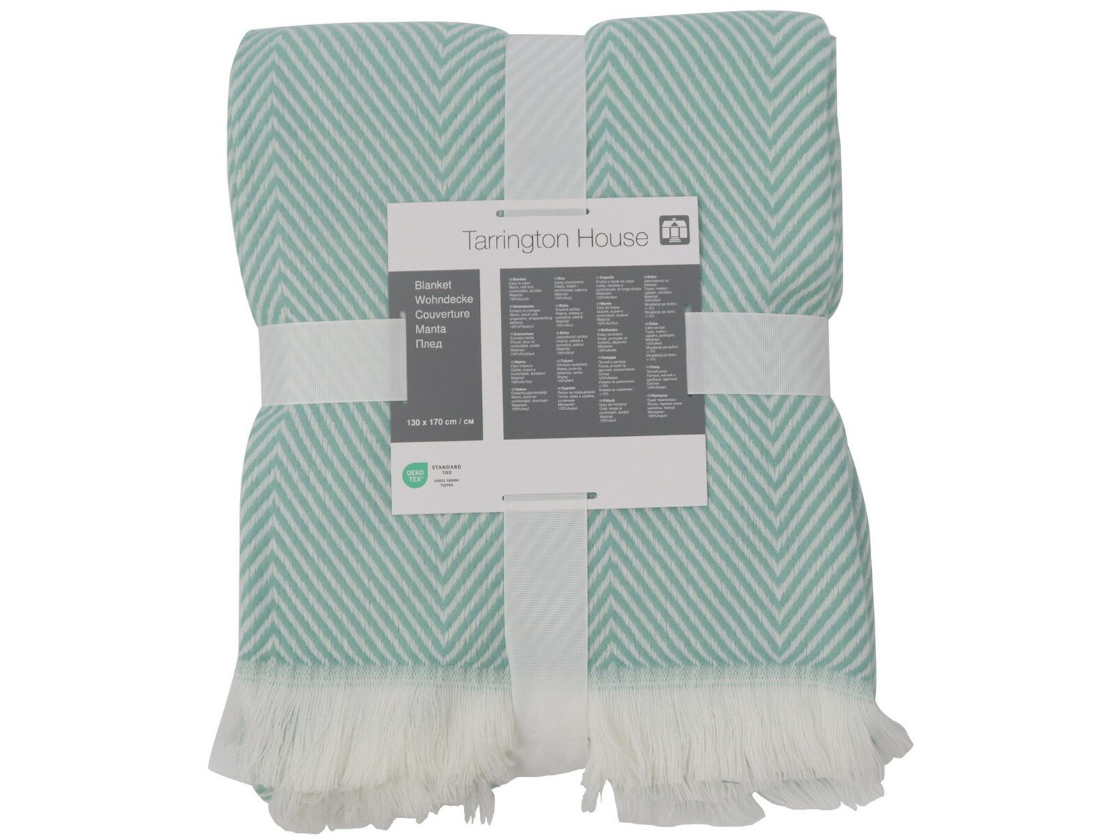 Tarrington House Плед акрил серия кашемир бирюзовый 430г, 130 x 170см