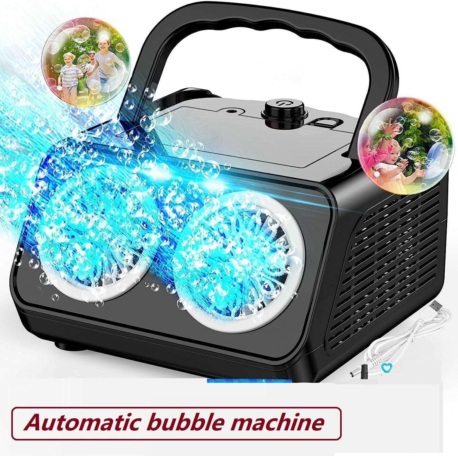 Автоматический Bubble hine Upgrade Bubble Blower с 2 вентиляторами, 50000+ пузырей в минуту для детей Портативный пузырьковый генератор