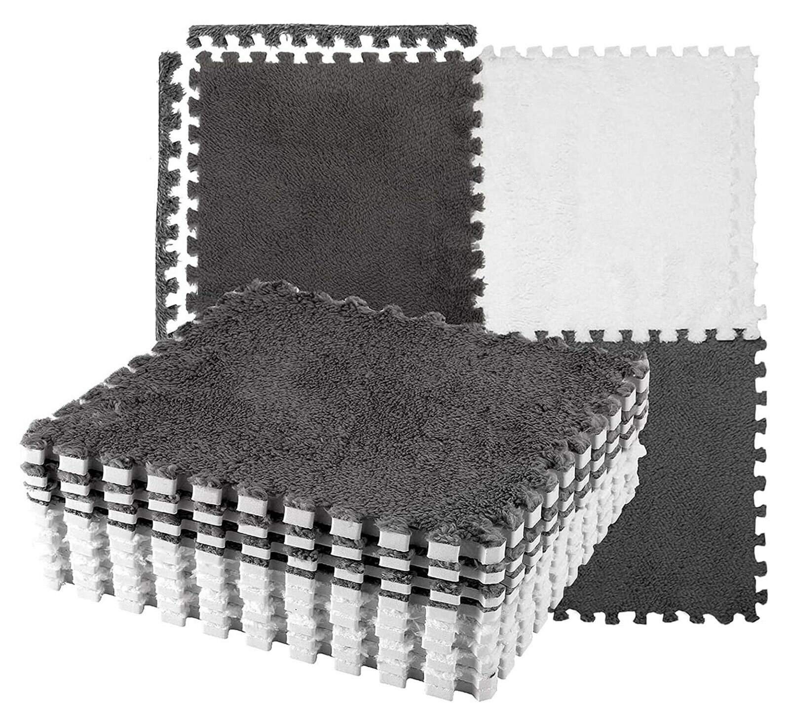 10 шт, плюшевый напольный коврик из пенопласта, цветной блокирующий раздельный шарнир, режущий мягкий плюшевый коврик для спальни, серый, белый