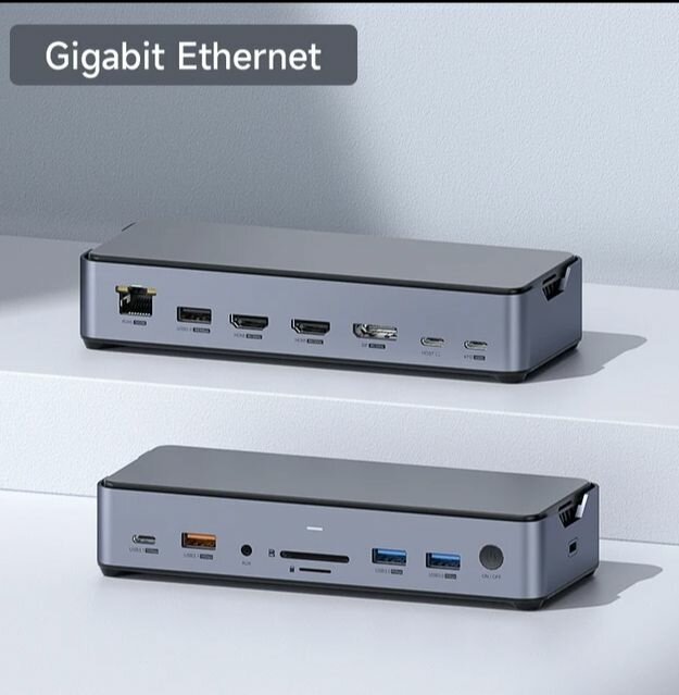 Hagibis USB C док-станция 15 в 1, M.2 с HDMI 8K@30/Гц4K@60Гц, 100 Вт PD3.0, гигабитный RJ45, USB 3.0