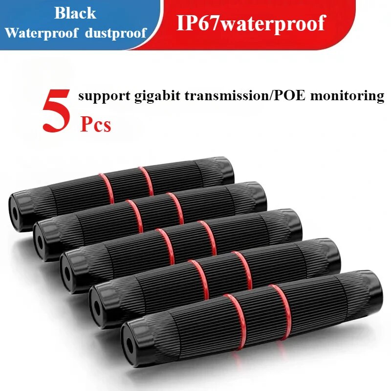 5 шт. Водонепроницаемые RJ45 разъемы, Black, IP67