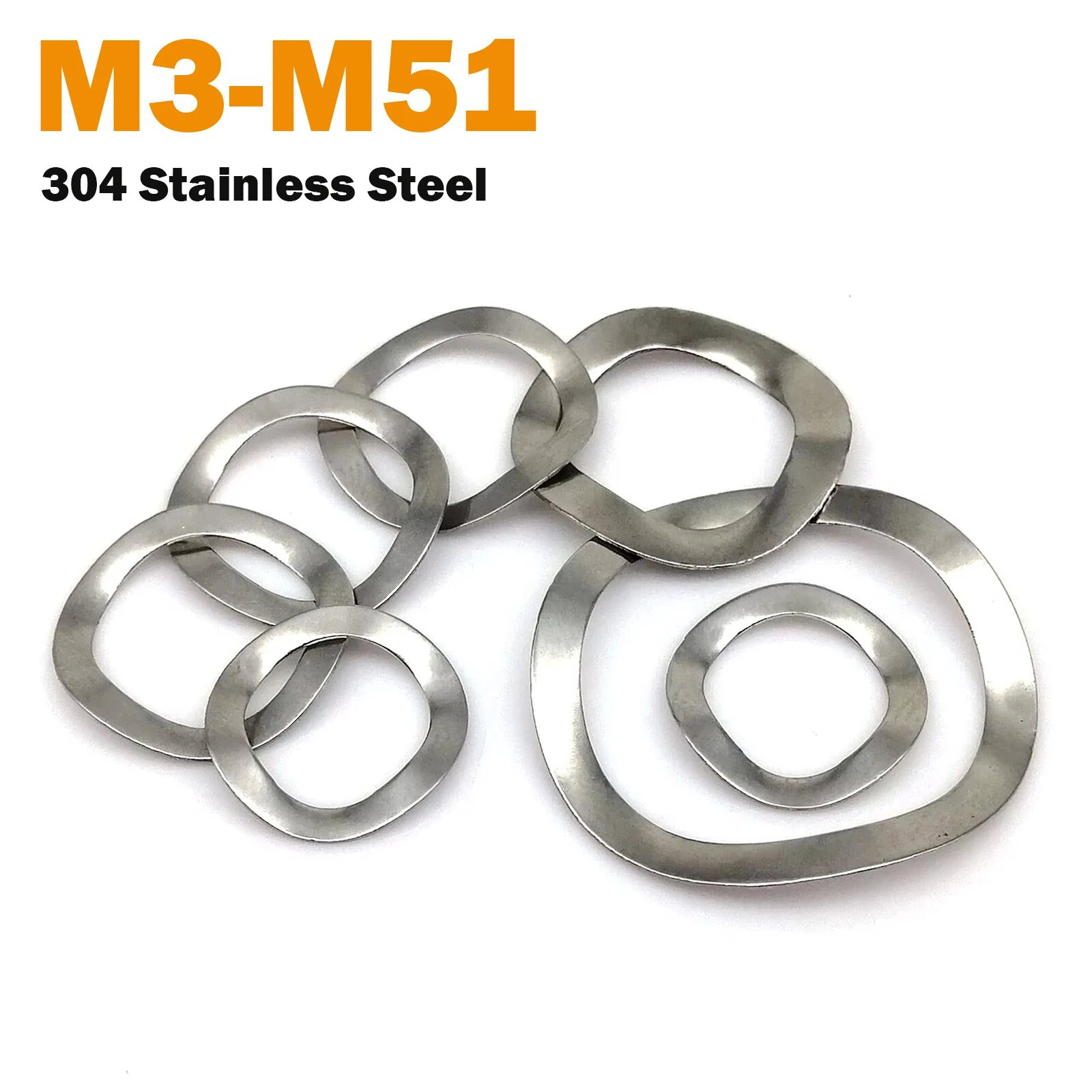 Волновые шайбы из нержавеющей стали 304 M12x18x0.3mm-20Pcs