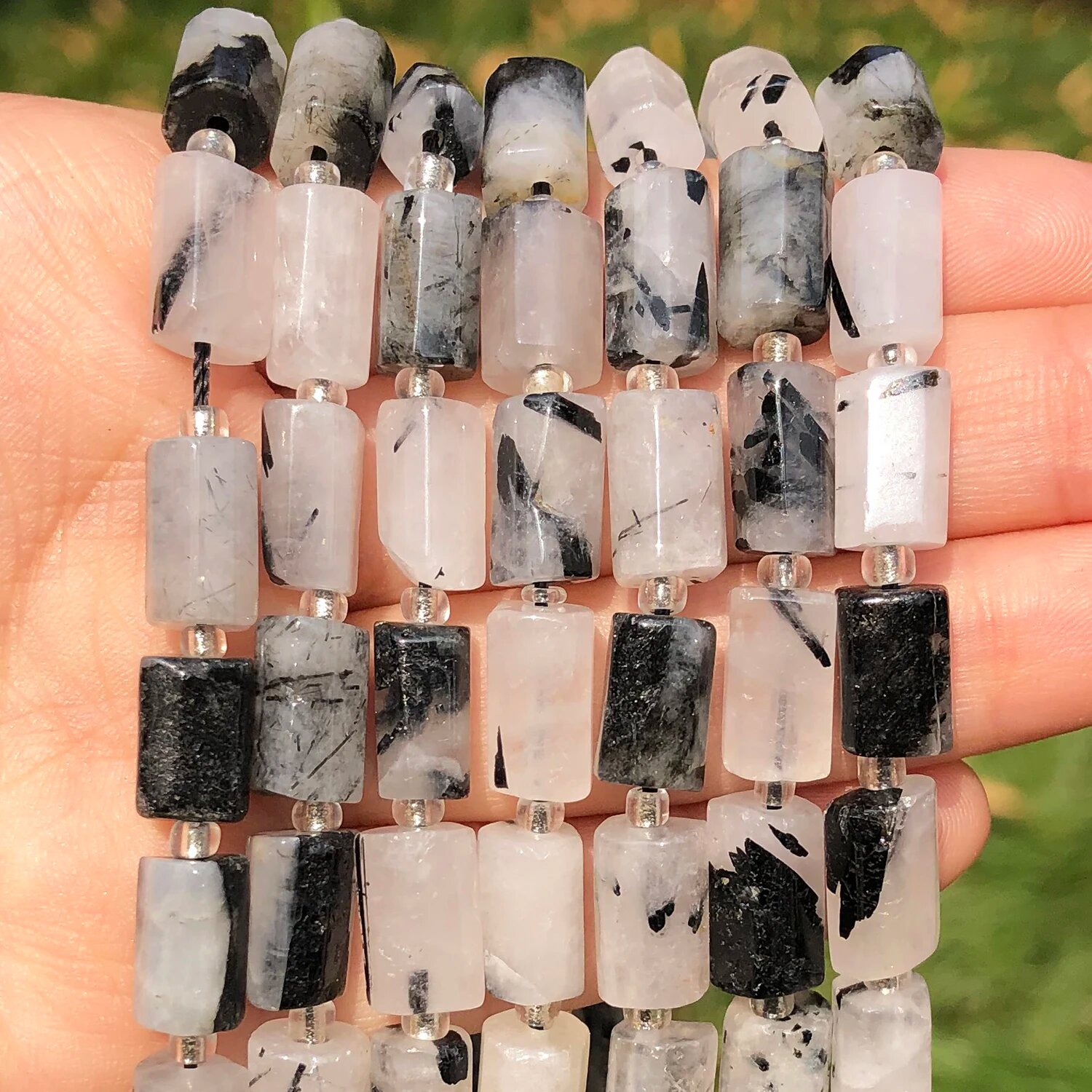 8-11 мм натуральный изумруд в форме цилиндра, каменные бусины, цитрин, лунный камень, кварцевые длинные бусины-разделители для изготовления ювелирных изделий, 7,5 дюйма