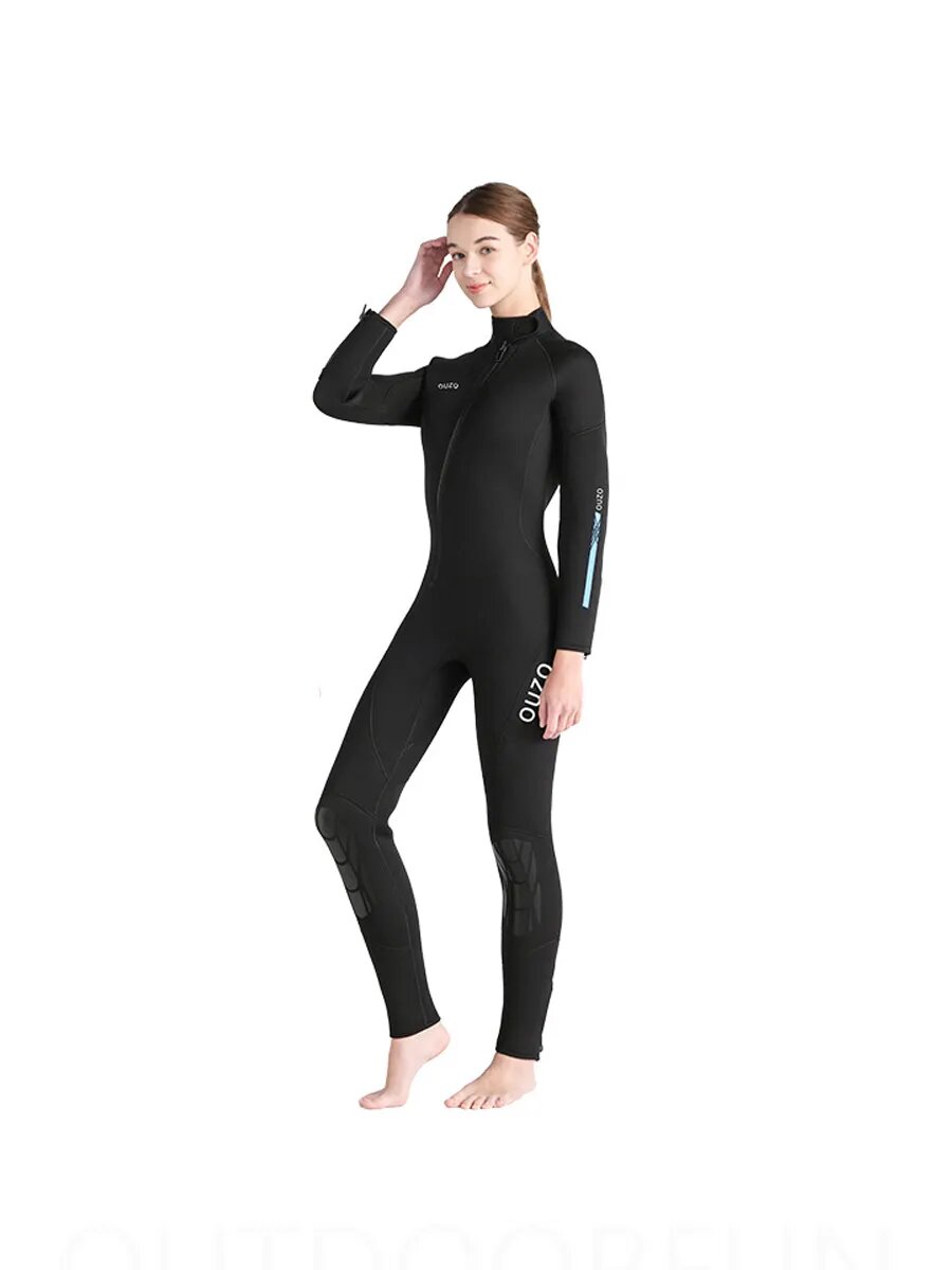 Цельный гидрокостюм толщиной 5 мм, мокрый, неопрен, подводная охота, дайвинг, плавание в бассейне, сёрфинг, женский,5, черный, черное,